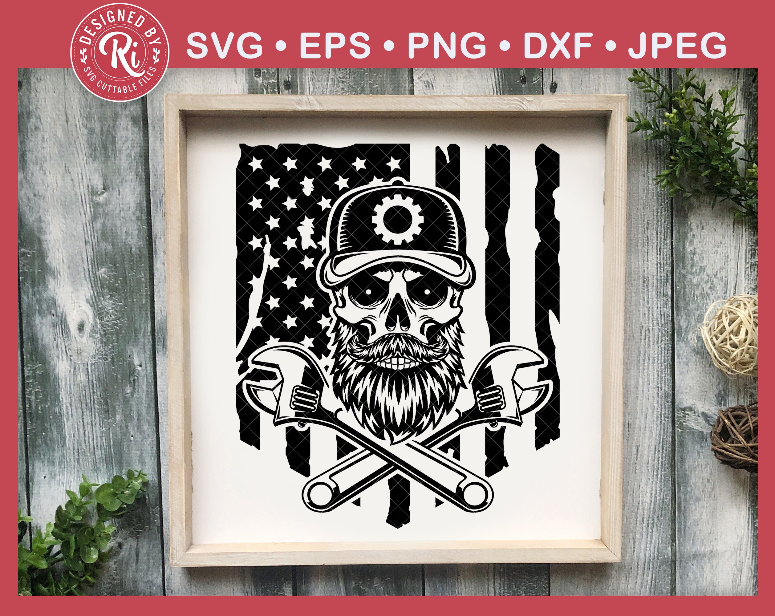 Bearded Skull Mechanic Svg, Mechanic Svg, American Mechanic Svg ...