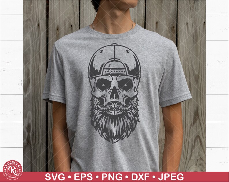Bearded Skull With Cap Facing Backwards Svg, Bearded Man, Day of the ...