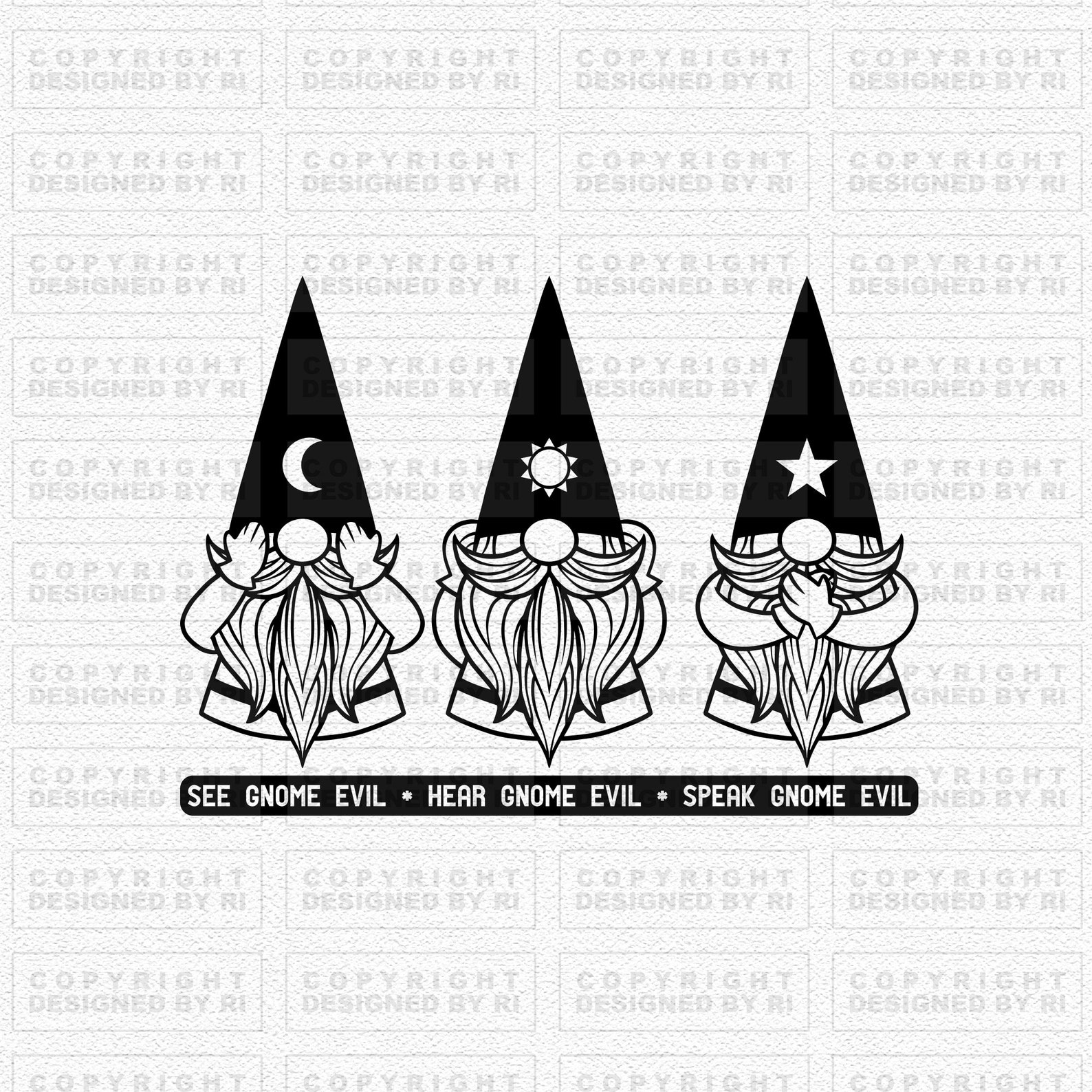 Wichtel SVG Gartenzwerg SVG See Gnome Evil Hear Gnome Evil Etsy Schweiz