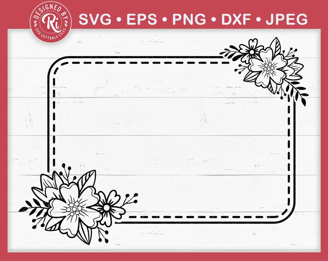 Rectangle Frame Svg Frame Png Floral Frame Clipart Floral - Etsy