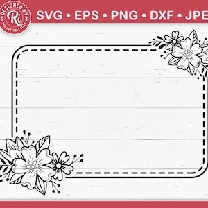 Rectangle Frame Svg Frame Png Floral Frame Clipart Floral - Etsy