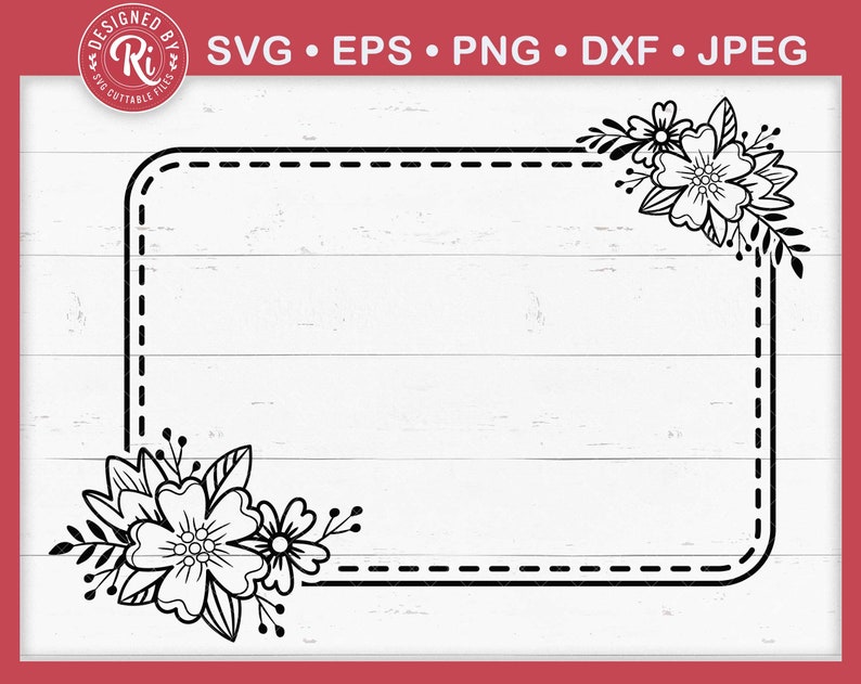 Rectangle Frame Svg Frame Png Floral Frame Clipart Floral - Etsy