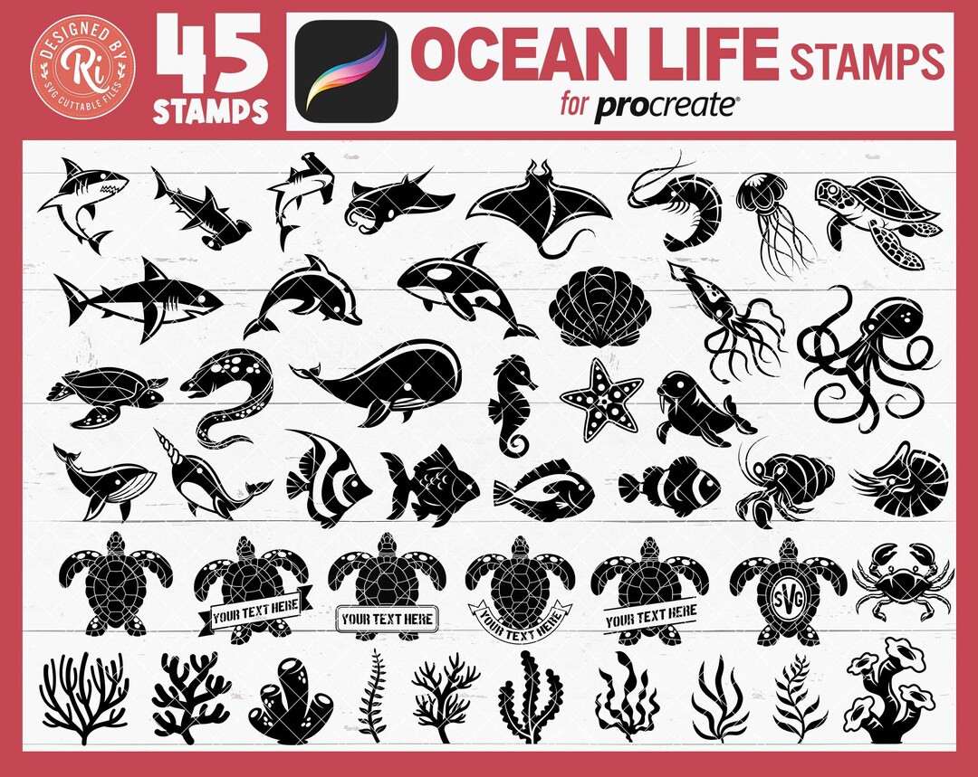 Procreate Ocean Animals Stamps, Procreate Sea Creatures Stamps ...