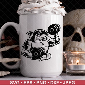 Shark Body Builder With Dumbells Svg, Beast Mode Eps, Gym Shirt Jpg ...