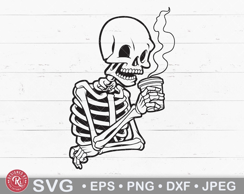 Coffee Drinking Skeleton Svg Skeleton Coffee Svg Halloween - Etsy