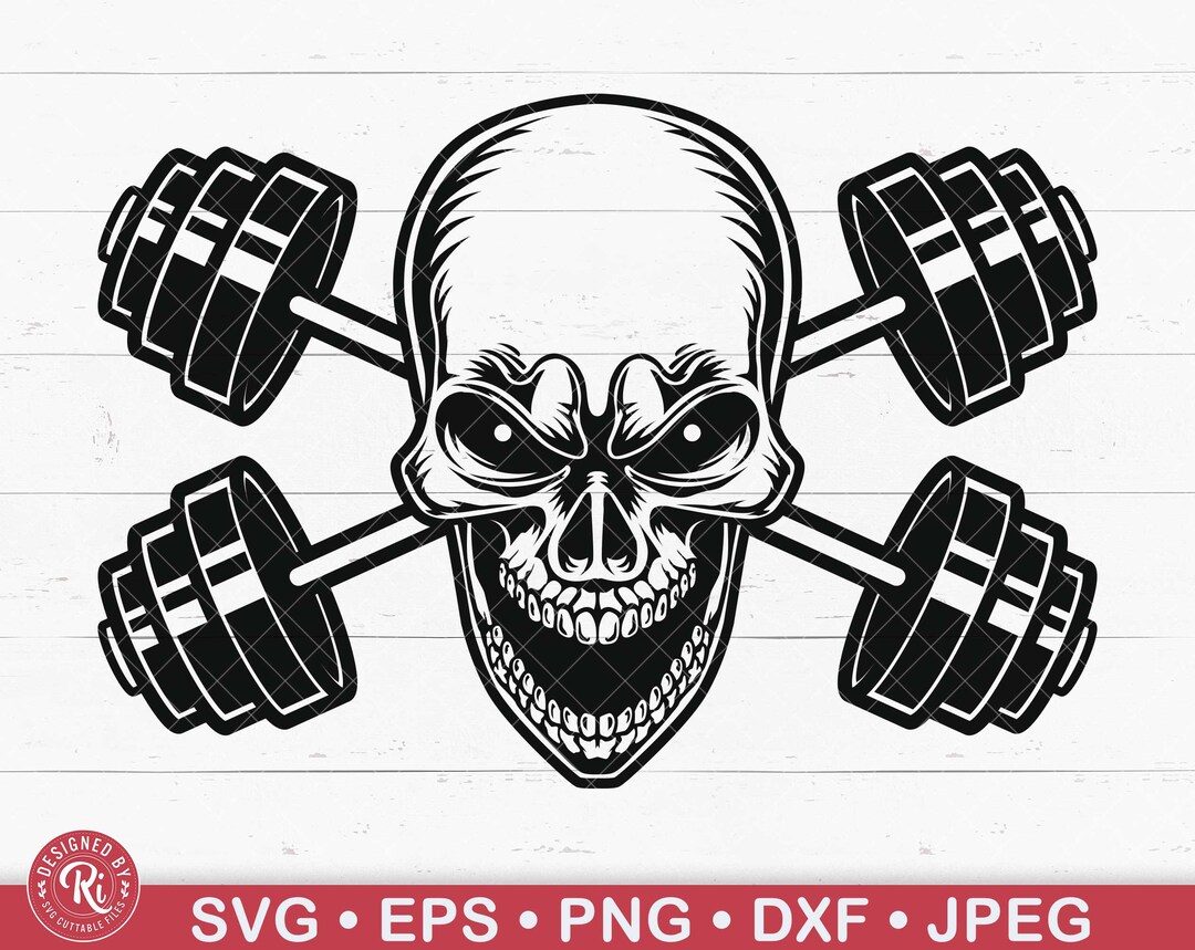 Skull Barbell Svg, Skull Gym Svg, Skull Bodybuilder Svg, Workout Svg ...