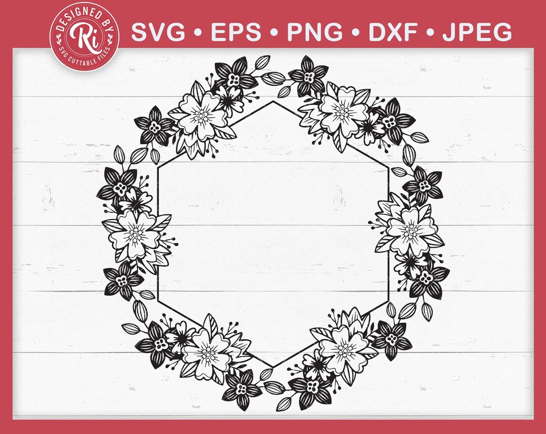 Hexagon Frame Svg, Frame Png, Floral Frame Clipart, Floral Frame Png ...