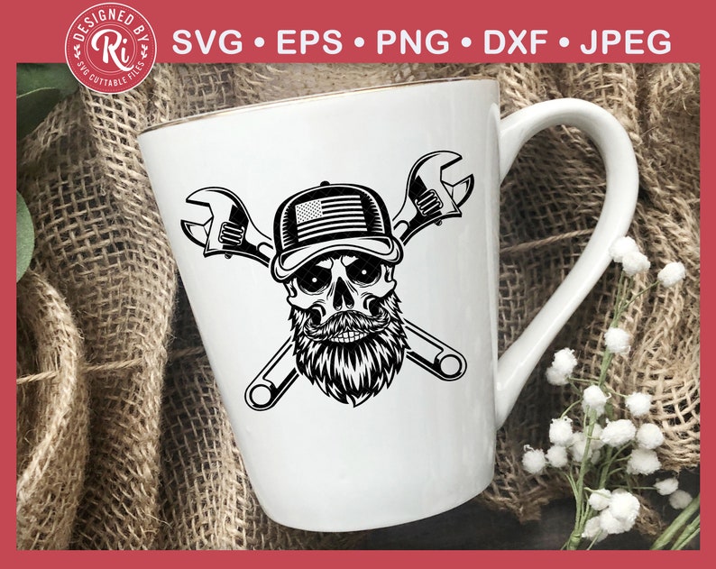 Bearded Skull Mechanic Svg Mechanic Svg American Mechanic | Etsy