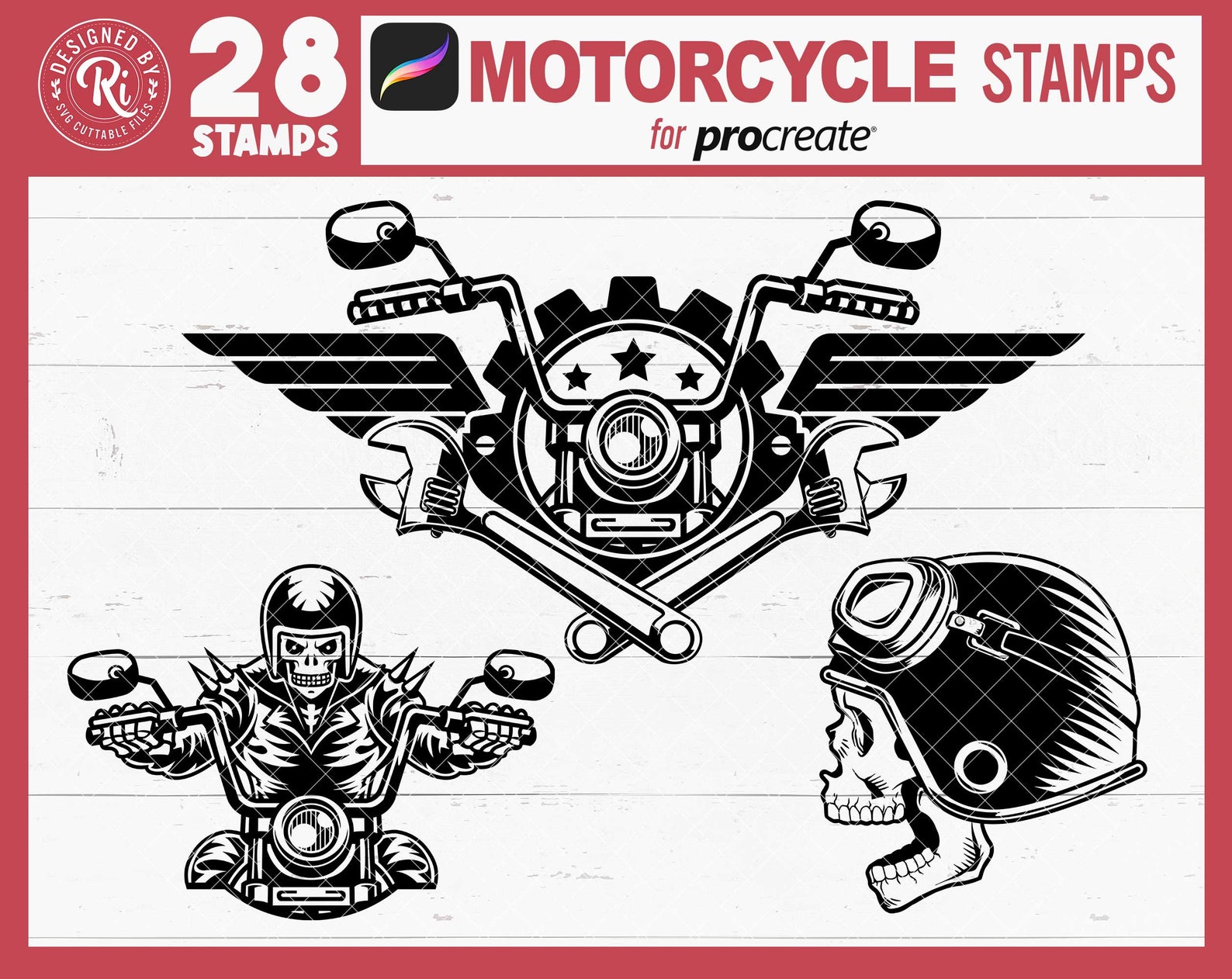 Procreate Motorcycle Stamps, Bike Procreate Brush, Motorcycle Digital ...