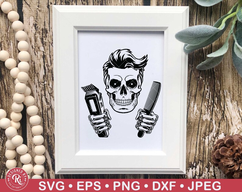 Skull Barber Svg Barber Shop Logo Hair Stylist Hair - Etsy