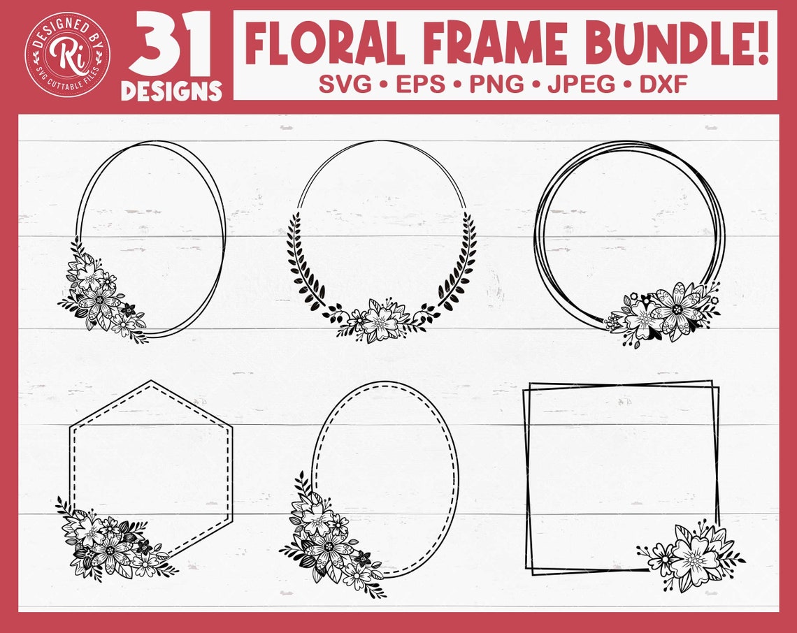 Floral Frame Svg Bundle Decorative Floral Frame Svg Floral - Etsy