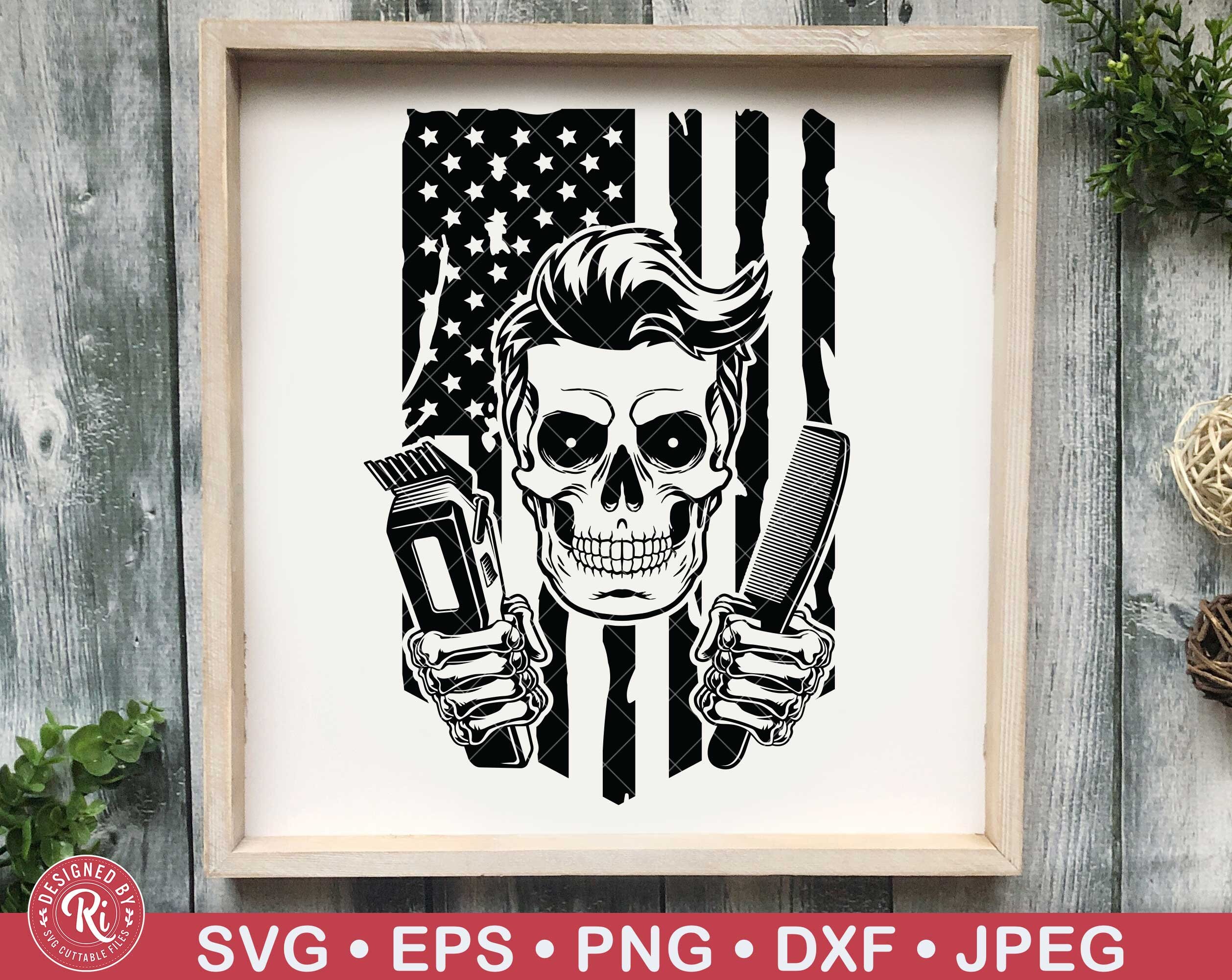 US Skull Barber Svg, Barber Shop Logo, Hair Stylist, Hair Hustler ...
