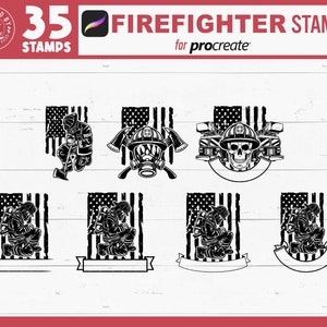 Procreate Firefighter Stamps, Procreate Fire Rescue Stamps, Procreate ...
