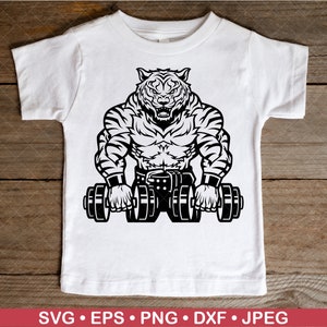 Tiger Body Builder Dumbell Svg, Beast Mode Eps, Gym Shirt Jpg, Workout ...