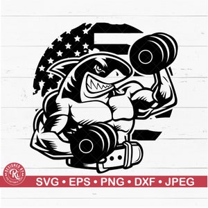 US Shark Body Builder Dumbells Svg, Beast Mode Eps, Gym Shirt Jpg ...