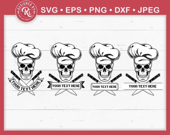 Skull Chef Monogram Svg Kitchen Knives Cooking Svg Grill - Etsy