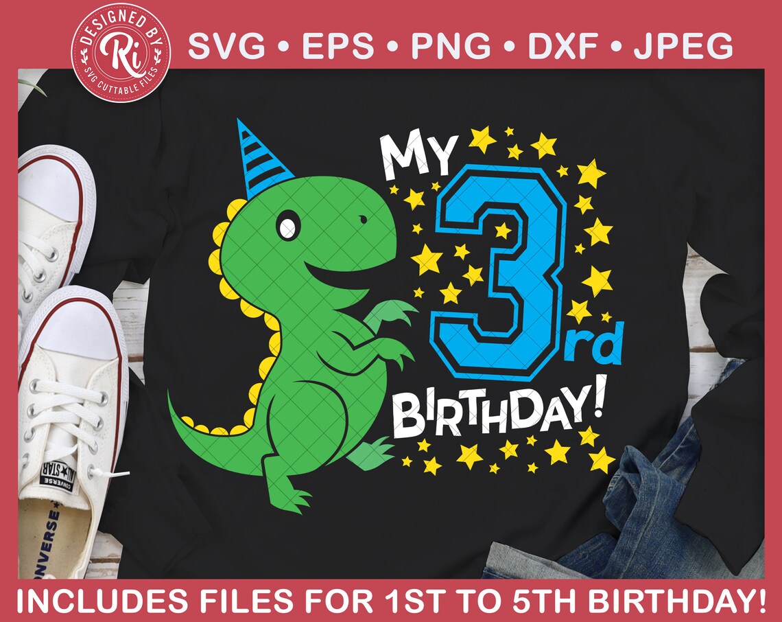 T-rex Birthday Svg Three Rex Svg Birthday Party Svg Baby | Etsy