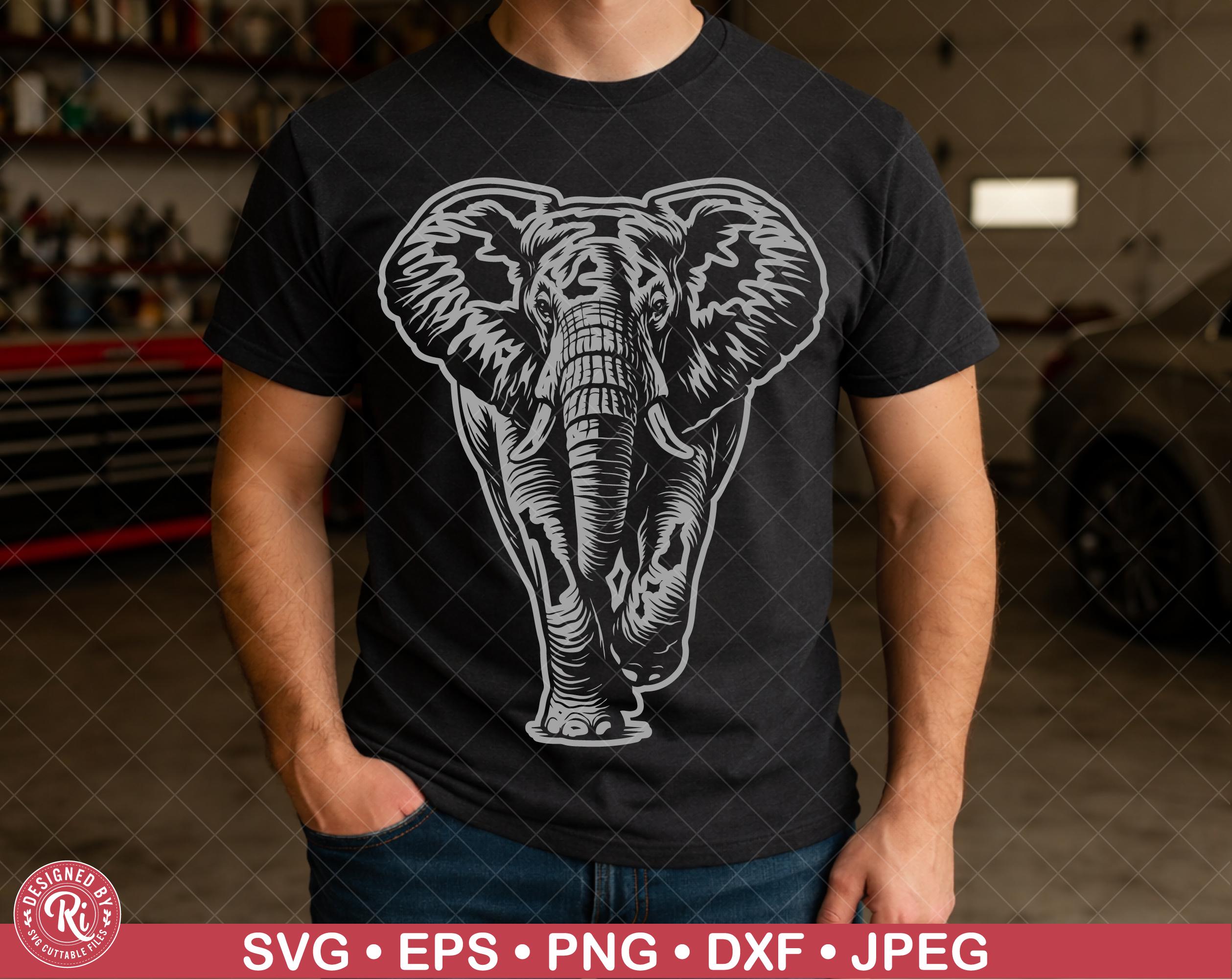Elephant SVG Cut File , African Elephant Line Art , Wildlife Animal Png ...