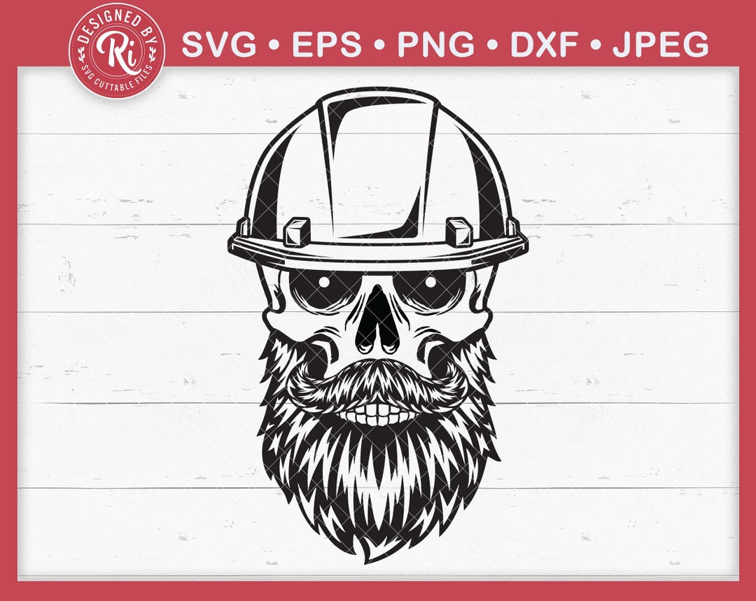 Beard Skull Hard Hat Svg, Engineer Skull Svg, Construction Skull Svg ...