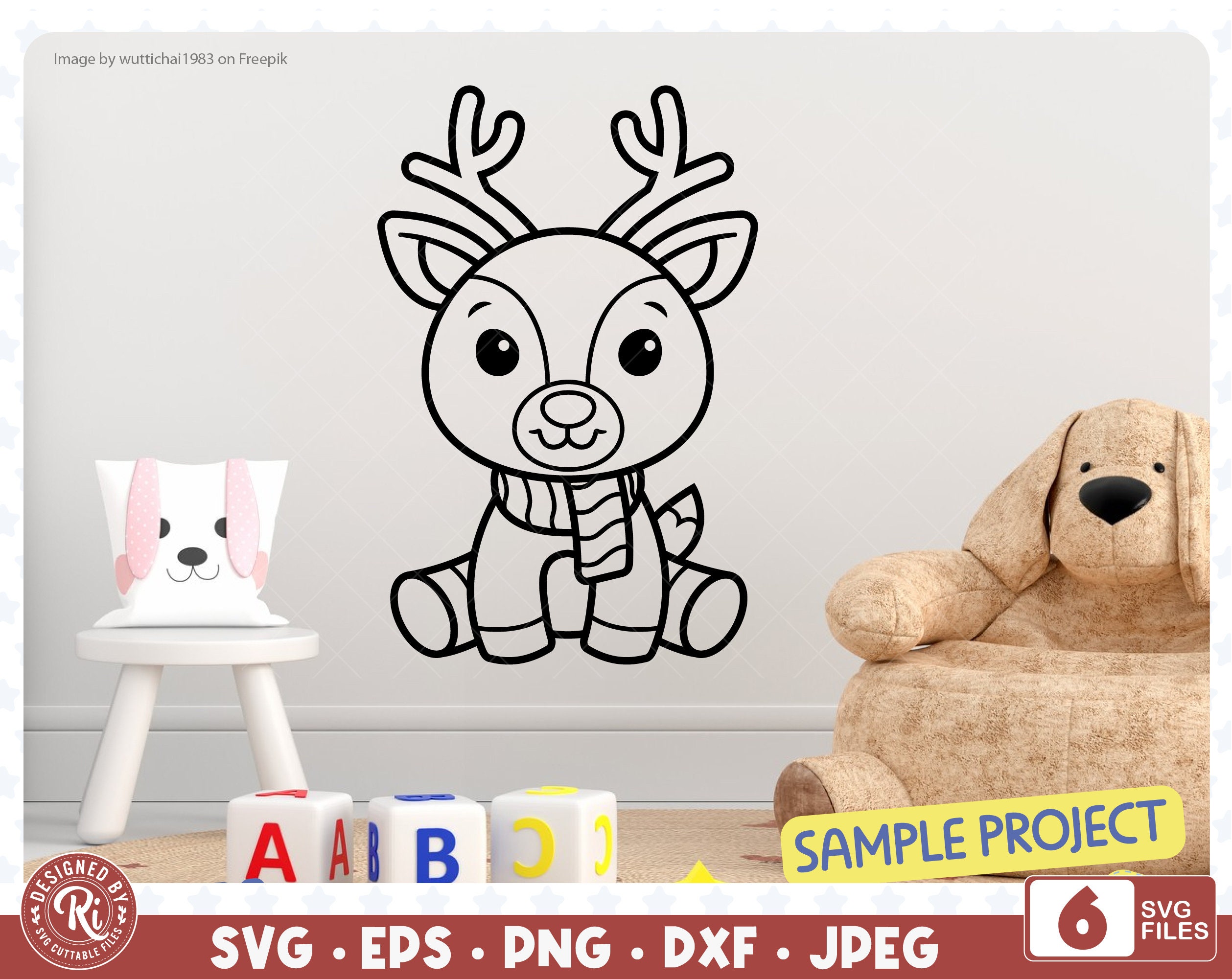 Rudolph the Reindeer Svg Bundle, Cute Reindeer Eps, Christmas Deer Jpeg ...