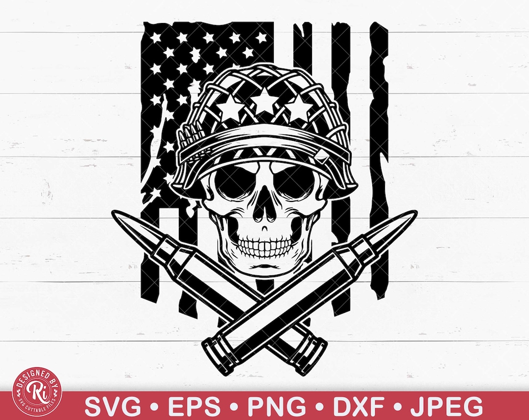 US Skull Soldier With Bullets Svg, Military, US Army, Veteran ...