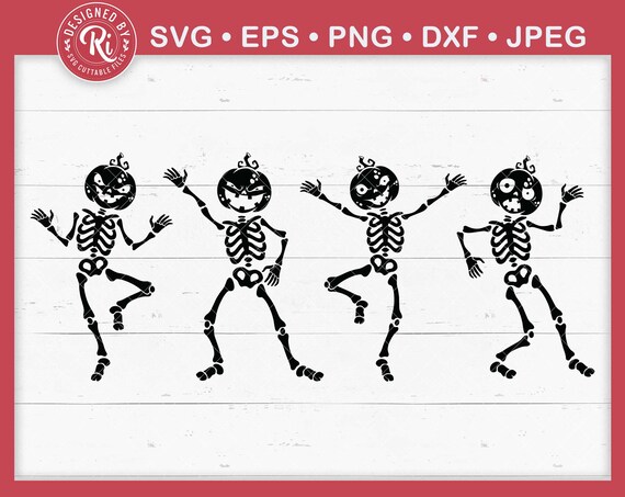 Dancing Jack O' Lantern Skeletons Svg Pumpkin Head - Etsy