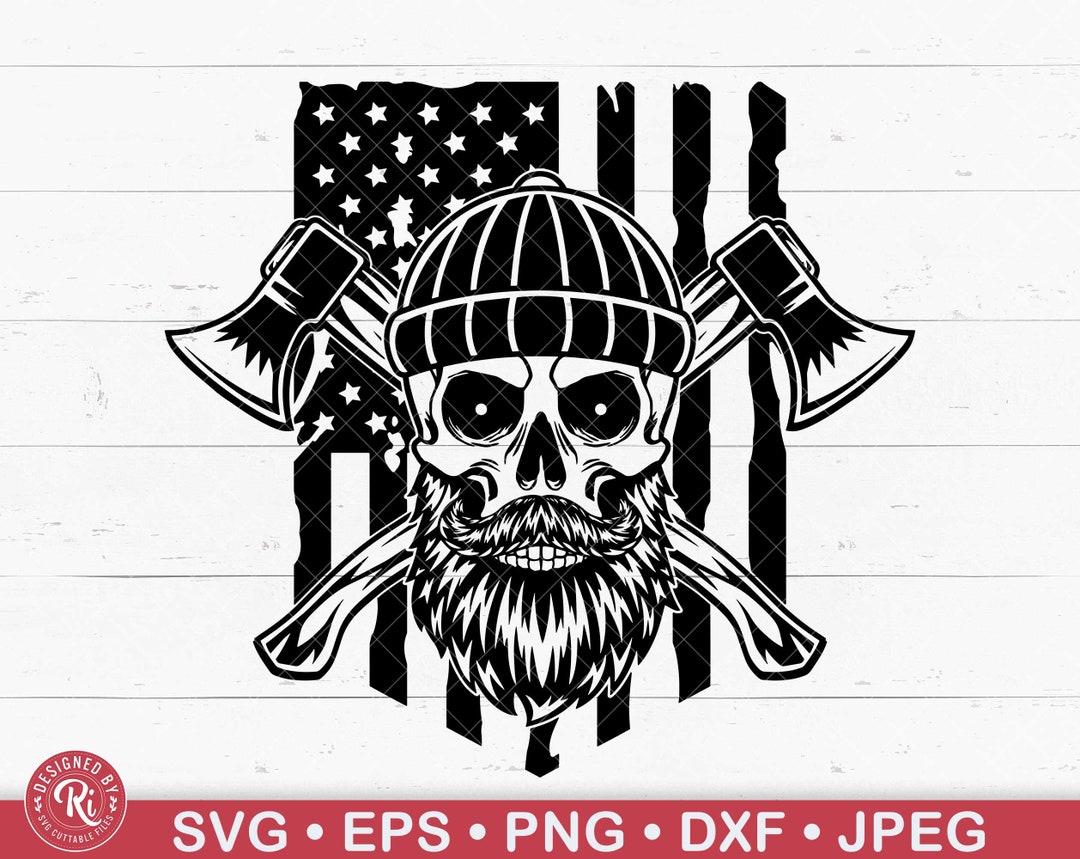 US Lumberjack Skull Svg, Bearded Skull Lumberjack, Lumberjack Logo ...