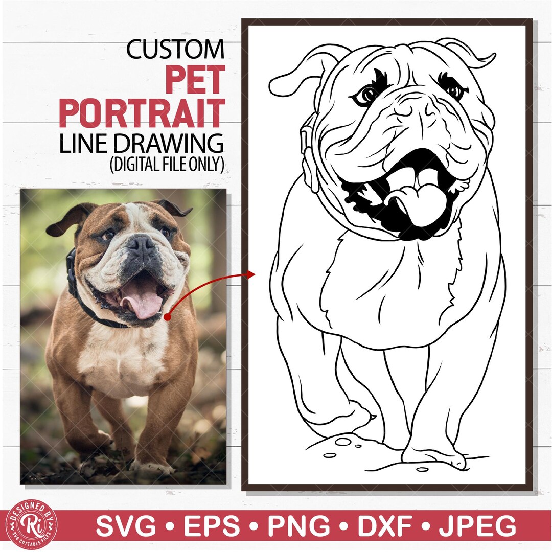 Digital Pet Line Drawing, Digital Pet Outline, Animal Sketch ...