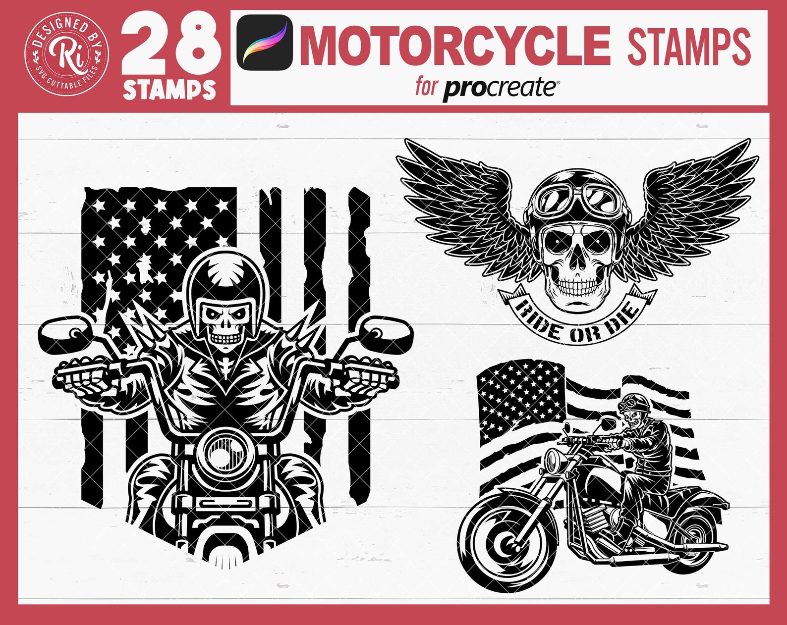 Procreate Motorcycle Stamps, Bike Procreate Brush, Motorcycle Digital ...