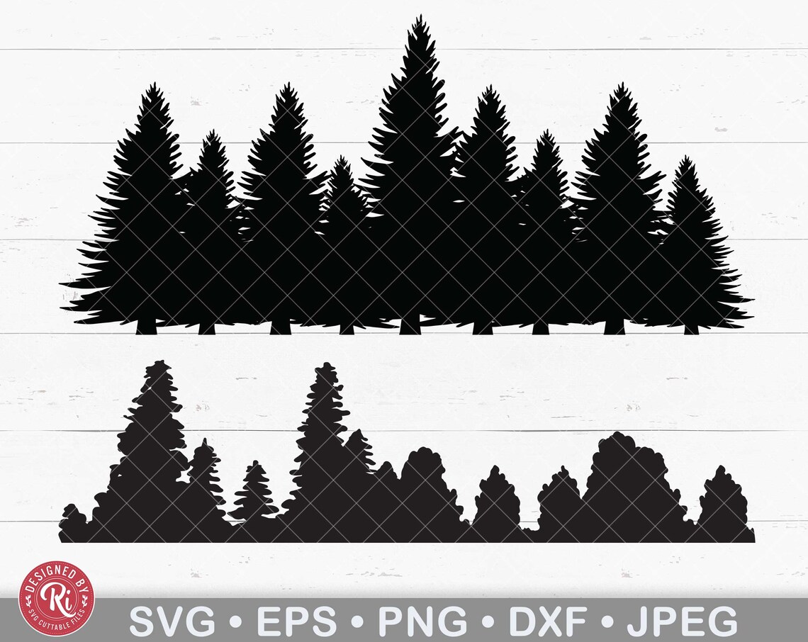 Tree Line Silhouette Svg, Forest Trees, Pine Tree, Treeline, Nature ...