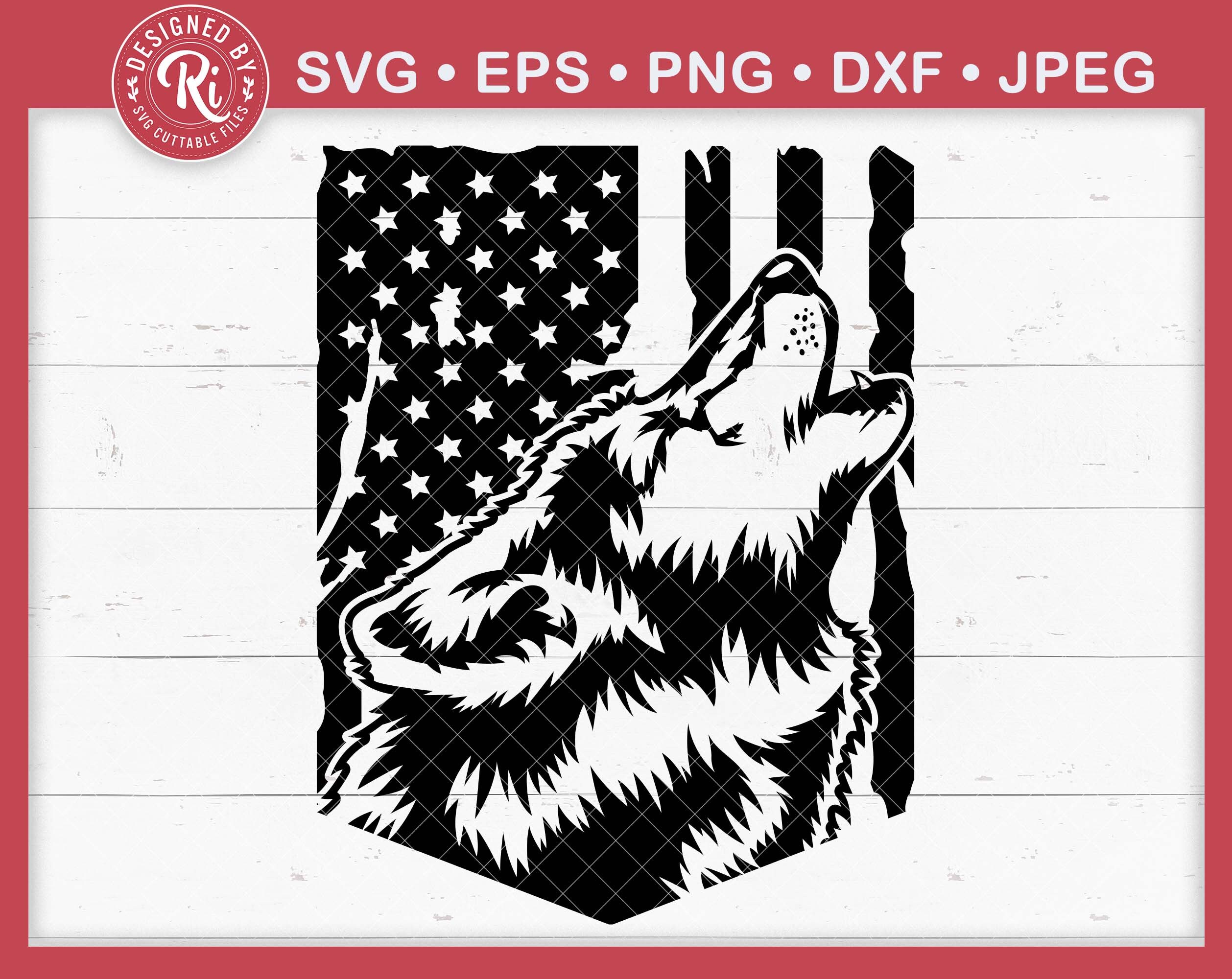 Wolf Svg Wolf US Flag Wolf American Flag Svg Howling Wolf - Etsy