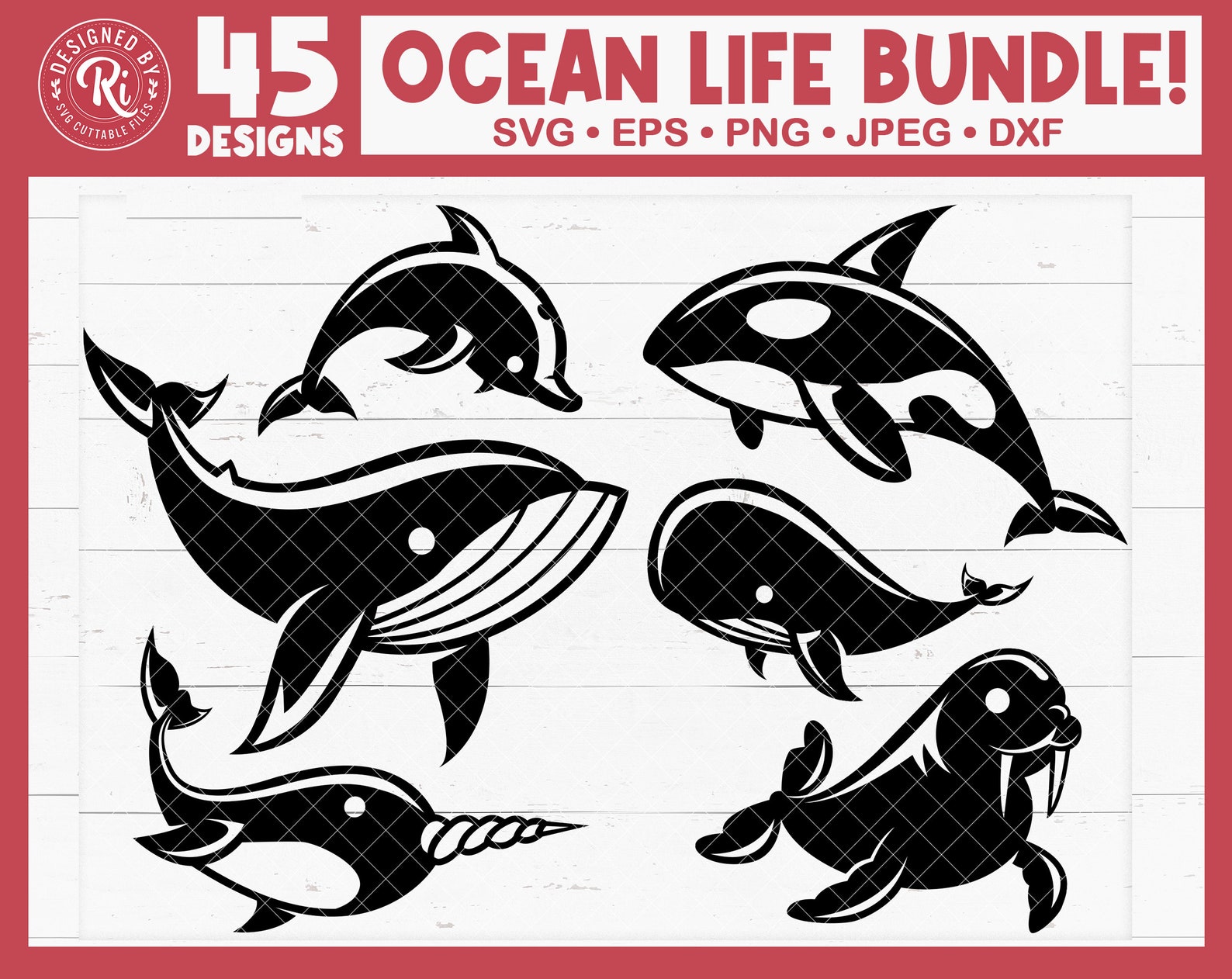 Sea Animals Svg Bundle, Sea Life Svg, Ocean Animals Svg Bundle, Marine ...