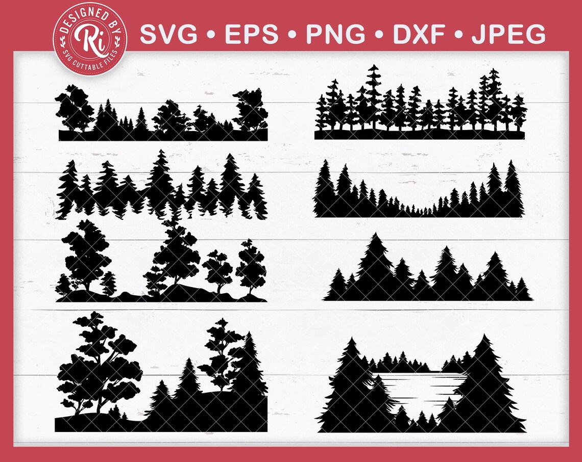 Tree Line Svg, Forest Svg, Tree Silhouette Svg, Woodland Svg, Outdoors ...