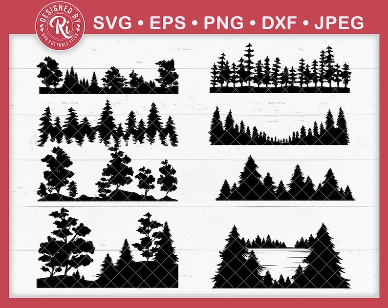 Tree Line Svg, Forest Svg, Tree Silhouette Svg, Woodland Svg, Outdoors ...