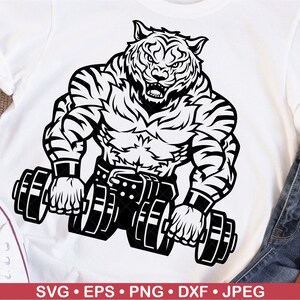 Tiger Body Builder Dumbell Svg, Beast Mode Eps, Gym Shirt Jpg, Workout ...