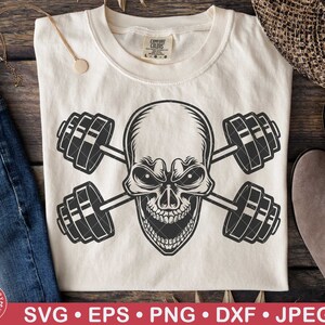 Skull Barbell Svg, Skull Gym Svg, Skull Bodybuilder Svg, Workout Svg ...