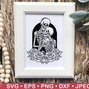Skeleton Lovers Svg, Wedding Bride Groom, Skull Couple, Gothic, Floral ...