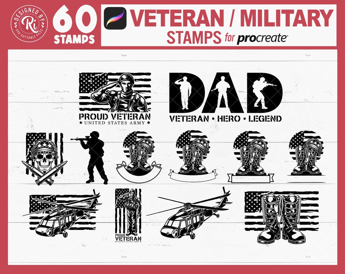 Procreate Military Stamps Procreate Veteran Stamps Procreate - Etsy