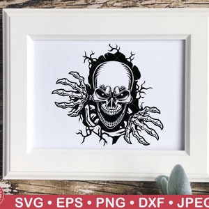 Skeleton Smashing Wall Svg, Skeleton Break the Wall, Cracked Wall ...