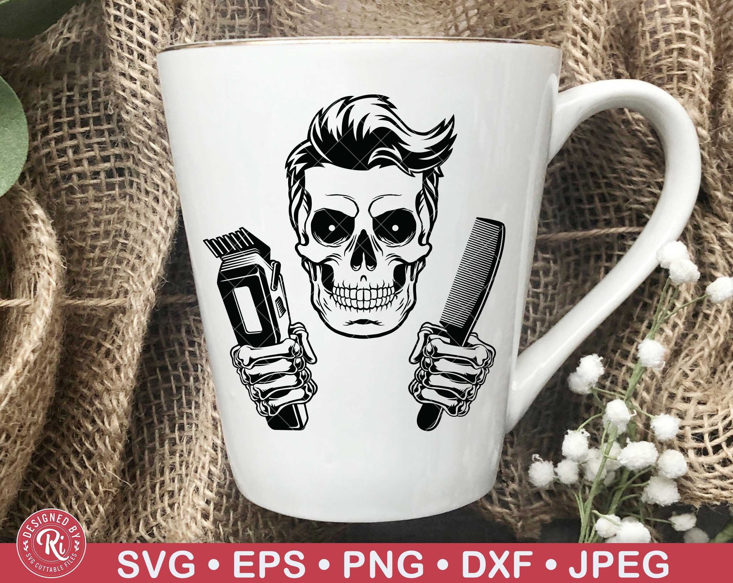 Skull Barber Svg Barber Shop Logo Hair Stylist Hair - Etsy