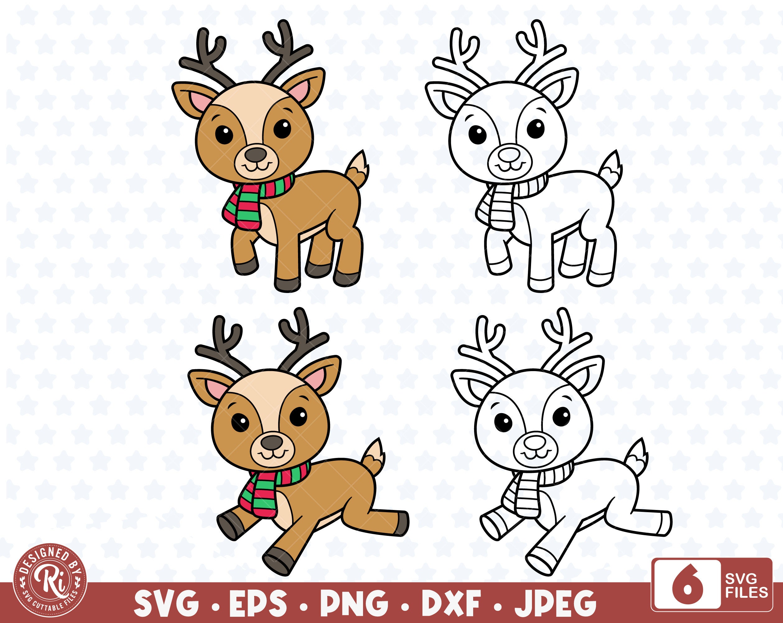 Rudolph the Reindeer Svg Bundle, Cute Reindeer Eps, Christmas Deer Jpeg ...