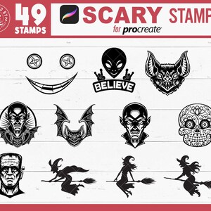 Procreate Scary Stamps, Procreate Halloween Stamps, Procreate Witch ...