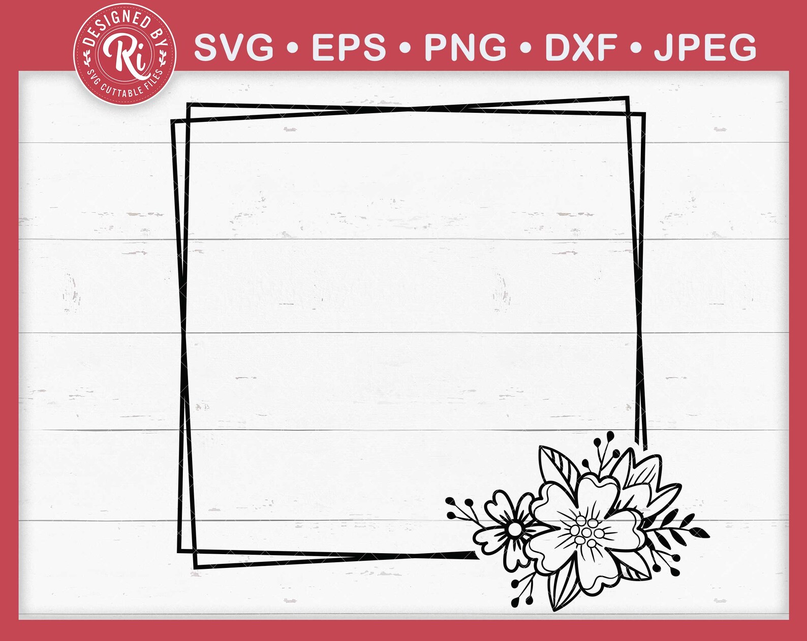 Square Frame Svg Frame Png Floral Frame Clipart Floral - Etsy