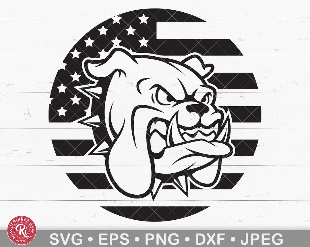 English Bulldog With US Flag Svg, Dog Lover, Dog Face, American Bulldog ...