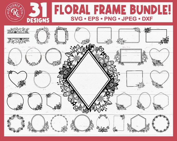 Floral Frame Svg Bundle Decorative Floral Frame Svg Floral - Etsy