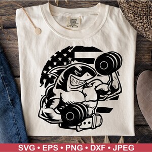 US Shark Body Builder Dumbells Svg, Beast Mode Eps, Gym Shirt Jpg ...