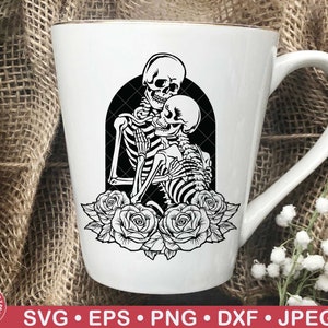 Skeleton Lovers Svg, Wedding Bride Groom, Skull Couple, Gothic, Floral ...