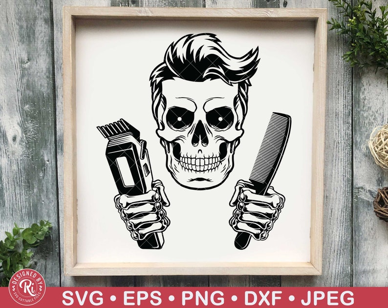 Skull Barber Svg Barber Shop Logo Hair Stylist Hair - Etsy