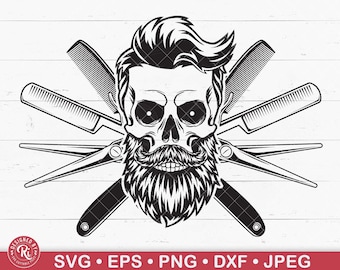 Skull Barber Svg, Barber Shop Logo, Barber Pole, Hair Stylist, Hair ...