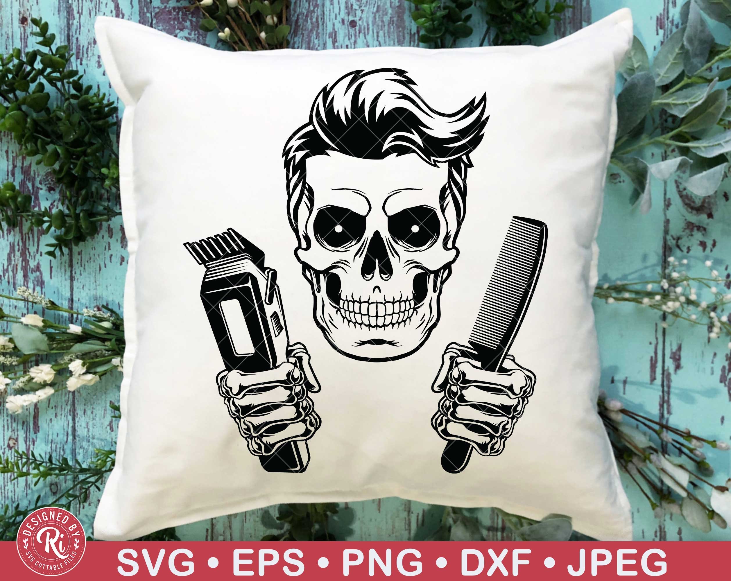 Skull Barber Svg Barber Shop Logo Hair Stylist Hair - Etsy